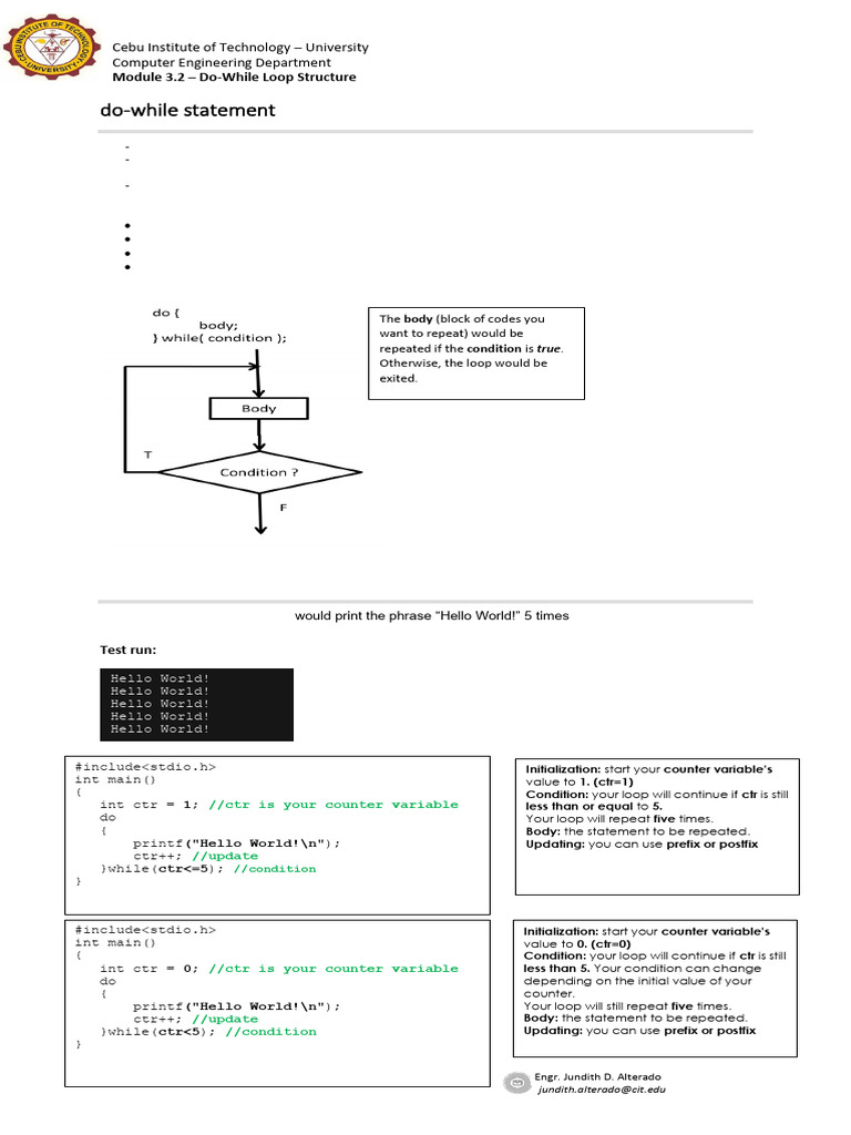 Module 3.2 - Do-While Loop Structure | PDF | Control Flow | Computer ... Module 3.2 - Do-While Loop Structure | PDF | Control Flow | Computer ...