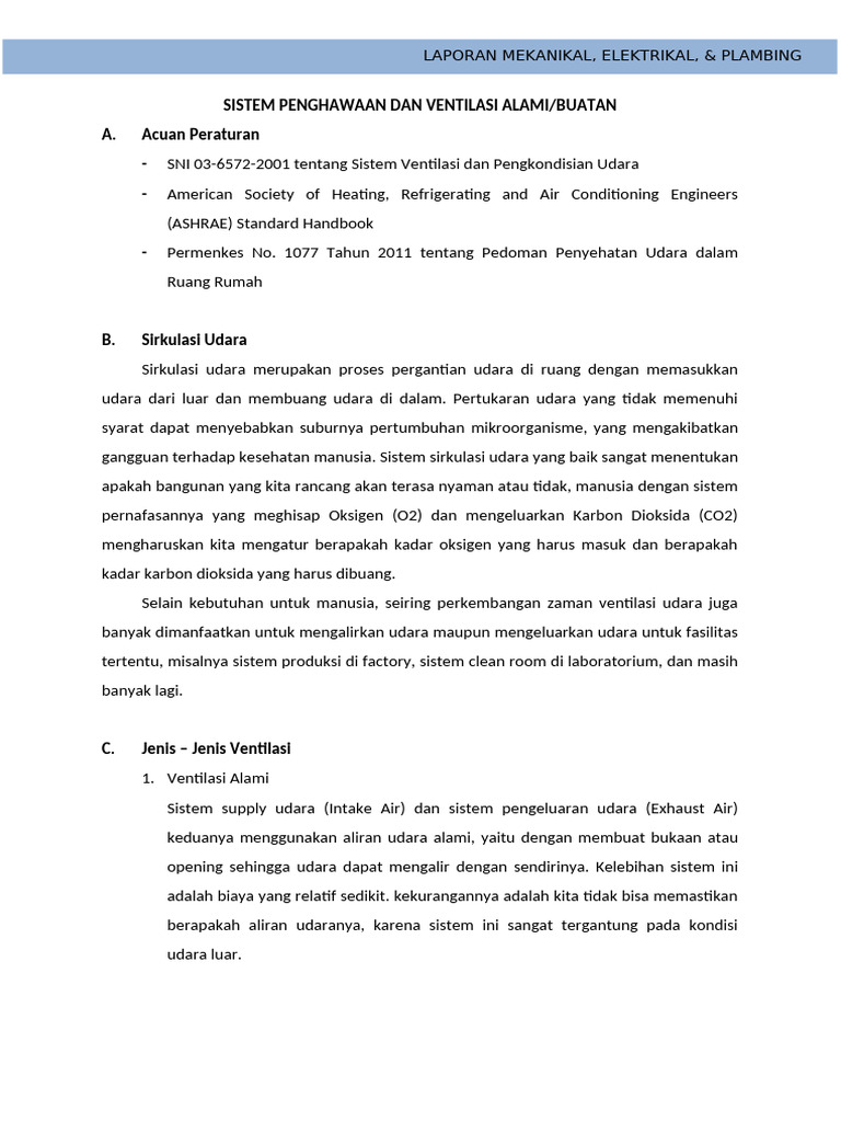 Perhitungan Teknis Rencana Sistem Penghawaan Ventilasi Alami Buatan | PDF