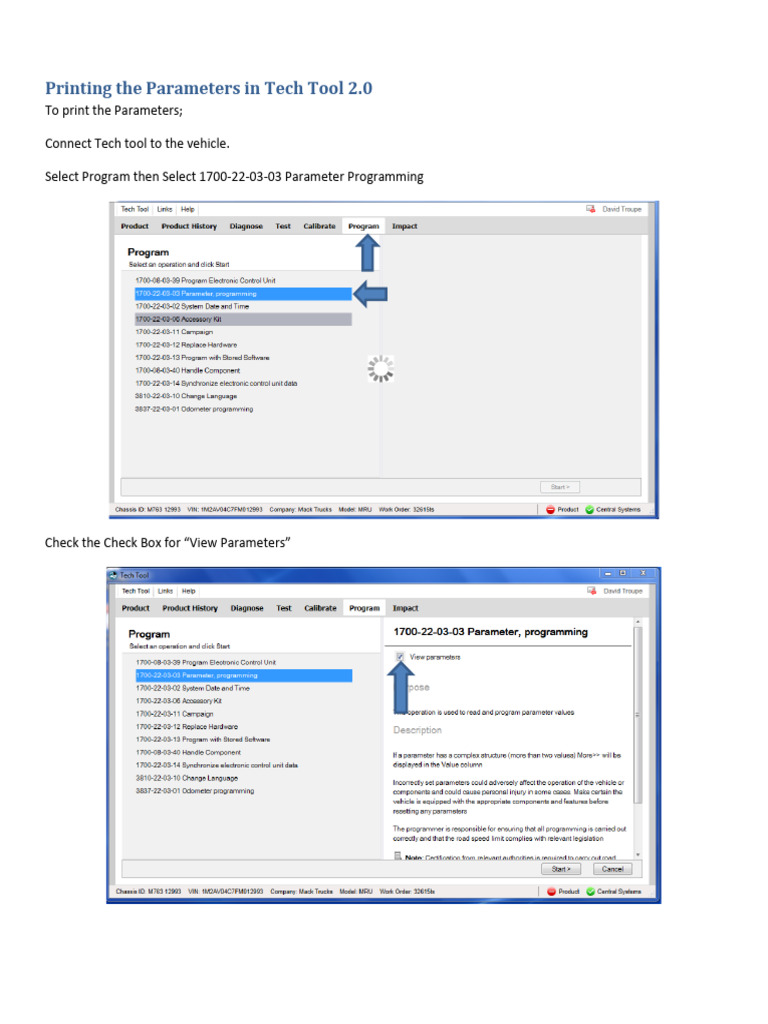 Printing The Parameters in Tech Tool 2 | PDF
