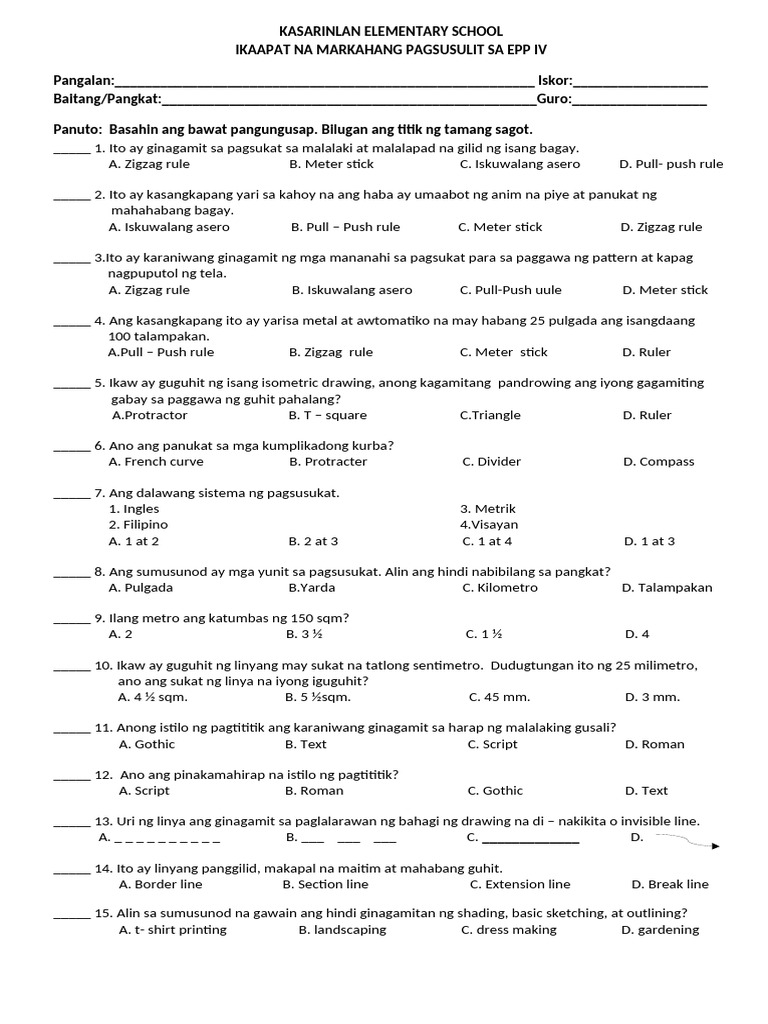 PT - Epp 4 - Q4 V1 | PDF