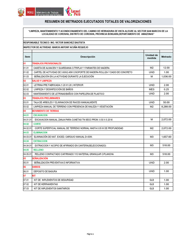 Resumen Metrados Ejecutados Total | PDF