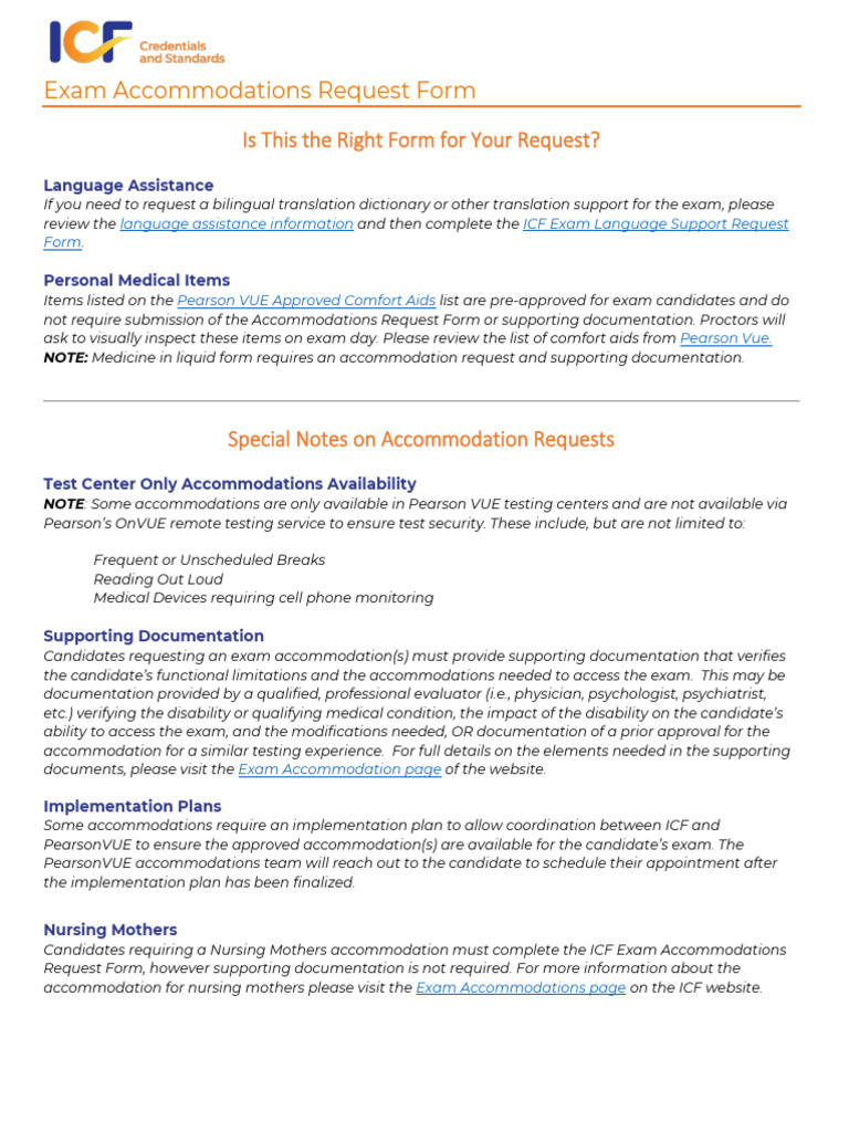 Exam Accommodations Request Form | PDF | Credential | Attention Deficit Hyperactivity Disorder