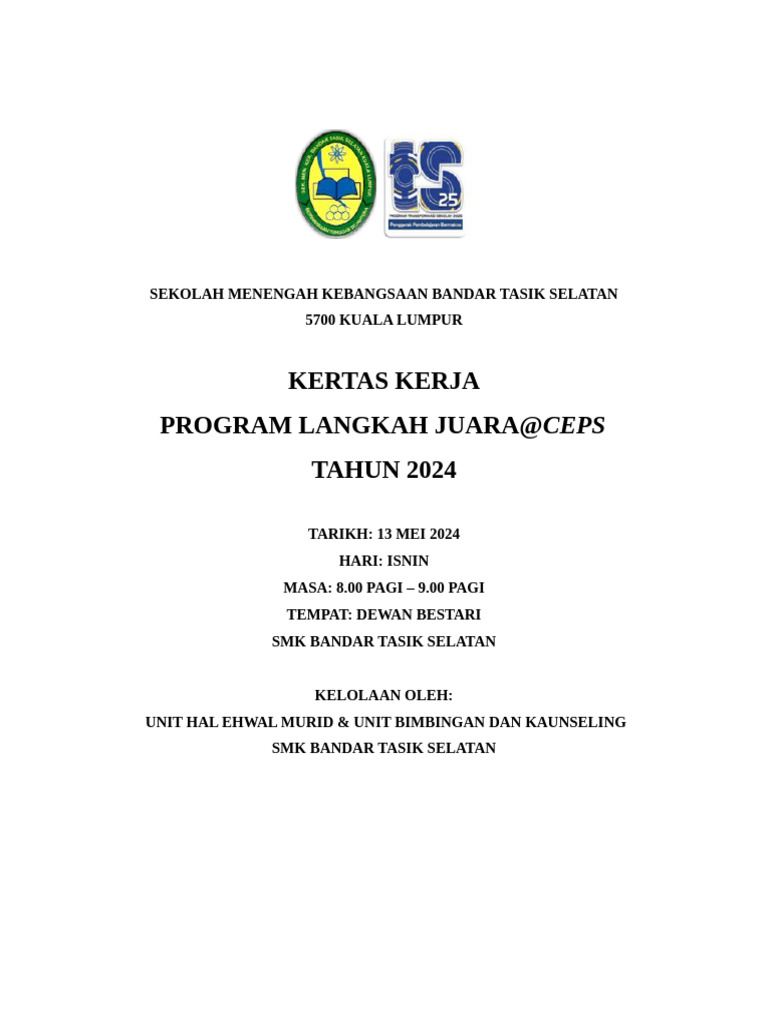 Kertas Kerja Ceps 2024 | PDF