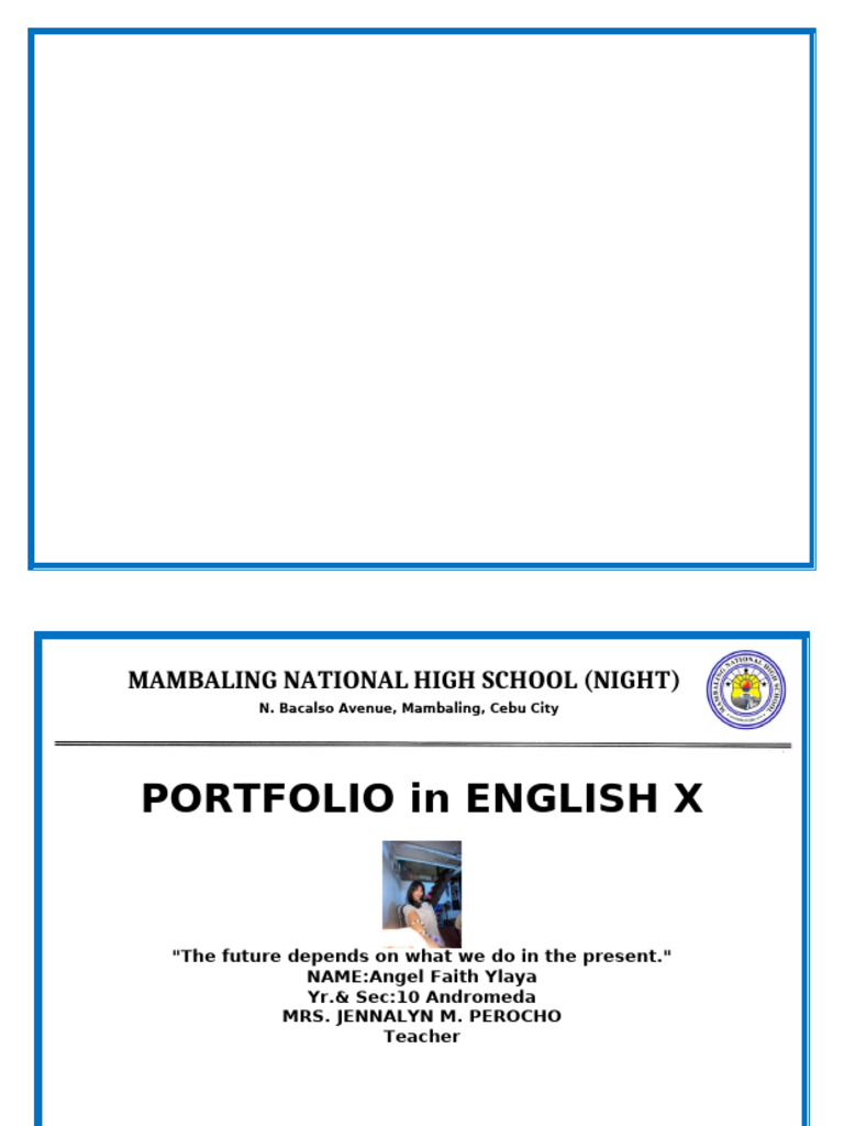 English Portfolio Cover Page (1) | PDF