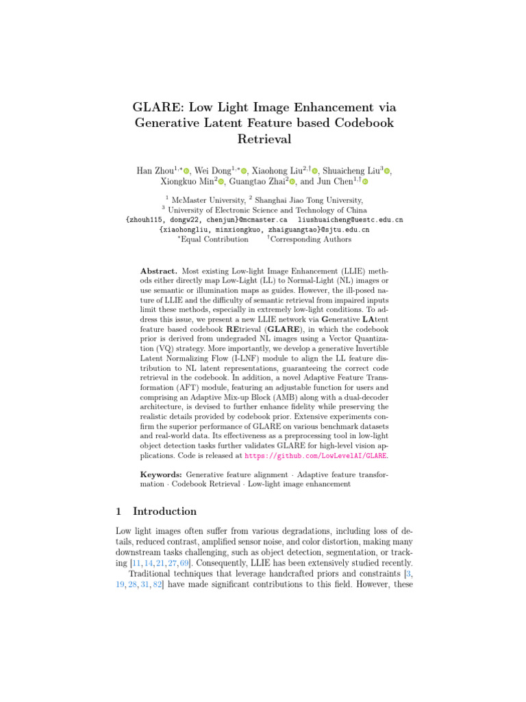 GLARE Low Light Image Enhancement Via | PDF | Artificial Intelligence | Intelligence (AI ...