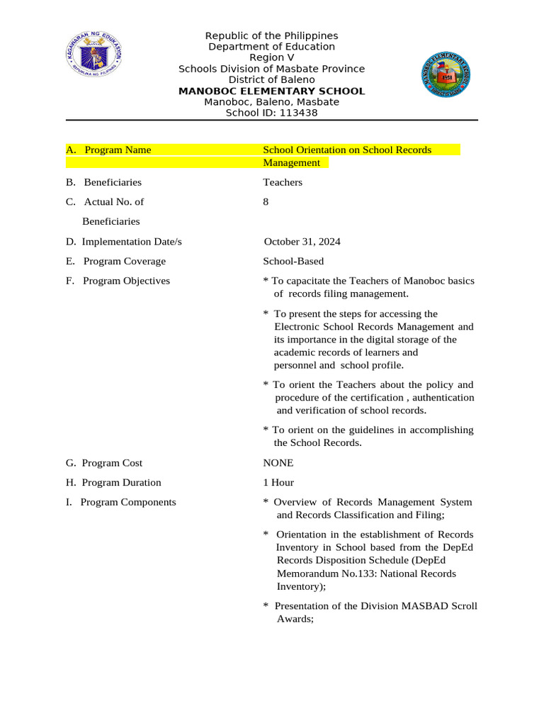 MASBAD AP | PDF | Records Management