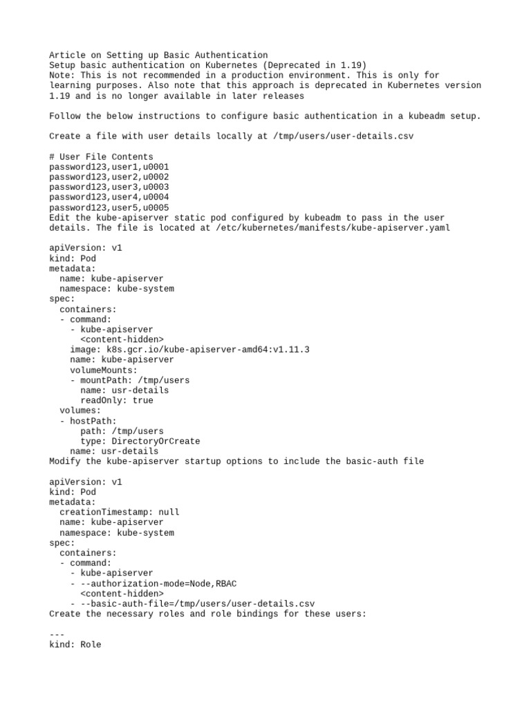 Article on Setting up Basic Authentication | PDF Article on Setting up Basic Authentication | PDF