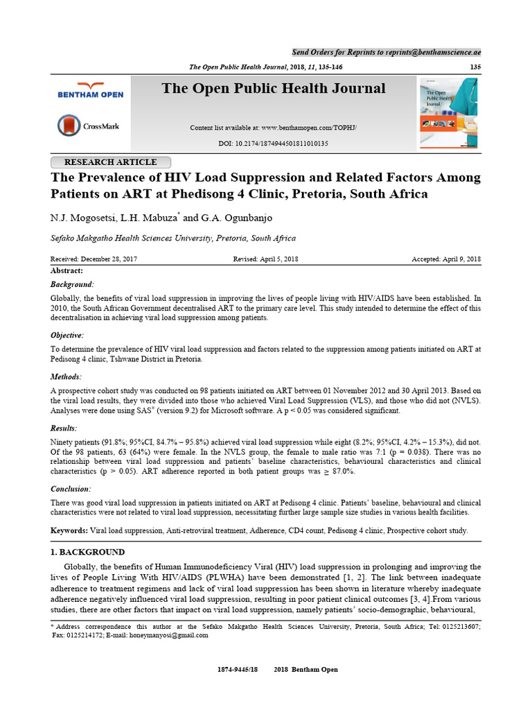 The Prevalence of HIV Load Suppression and Related Factors Among ...