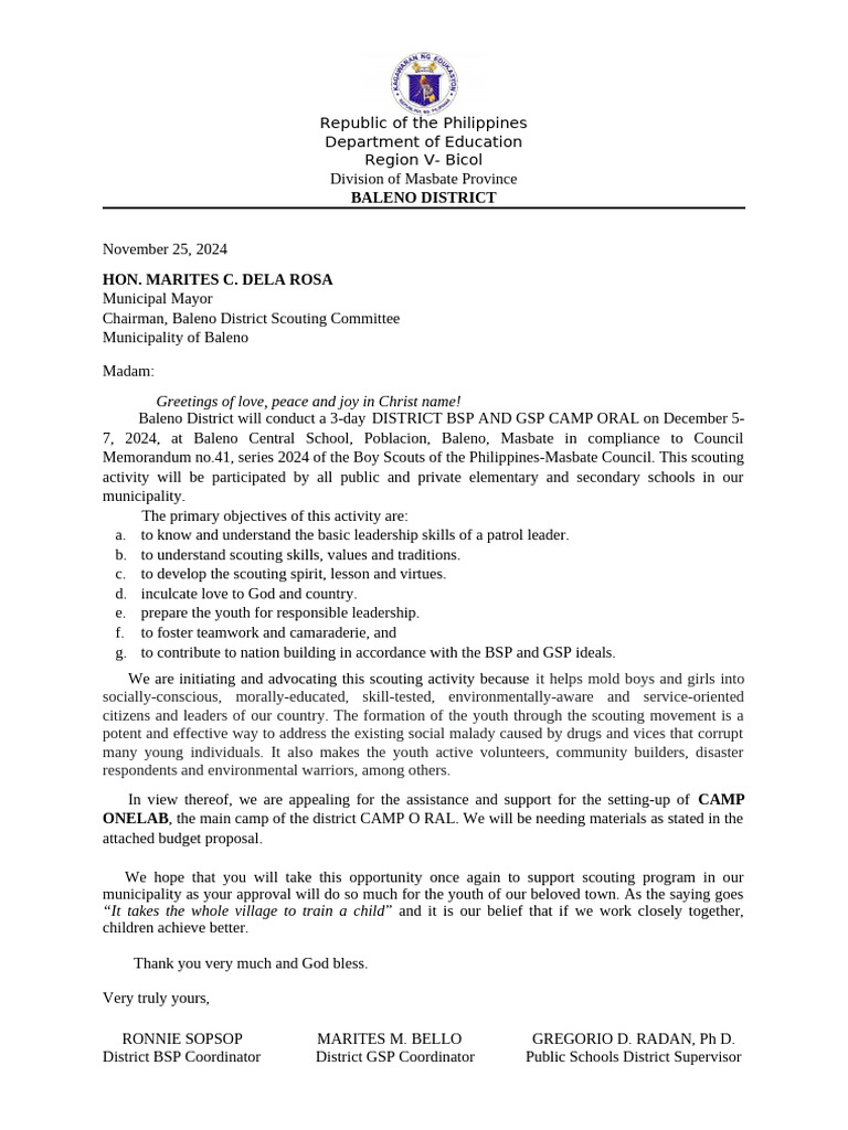 SCOUTING-LETTER | PDF | Scouting | Boy Scouts Of America