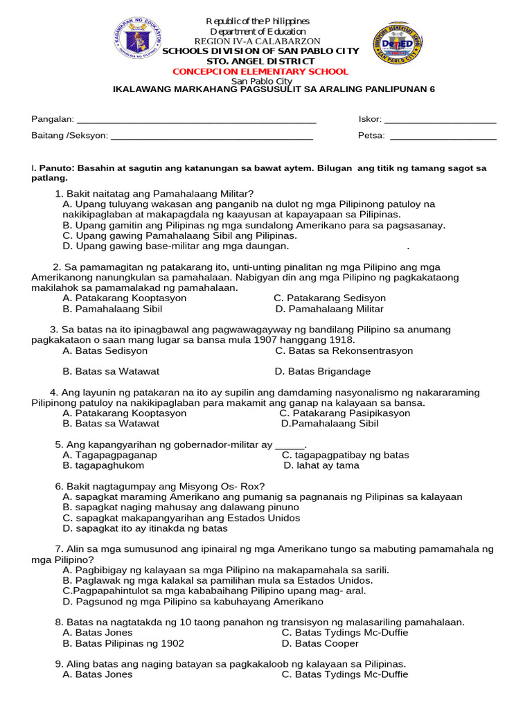 AP6 2nd Periodical Test 2024 2025 | PDF