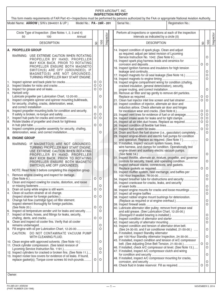 230-1946 Inspection Report | PDF | Leak | Wear