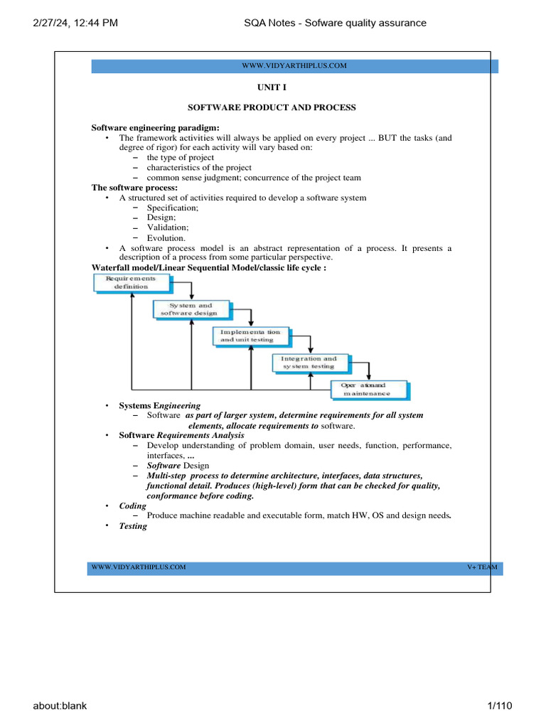 SQA Notes - Sofware quality assurance | PDF | Software Testing | System