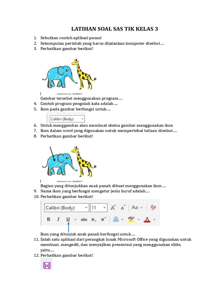 Latihan Soal Sas Tik 3 | PDF