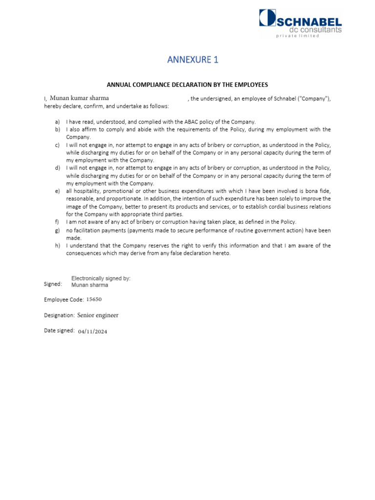 SharmMun Schnable ACD Employee Annual Declaration V1 Signed ...