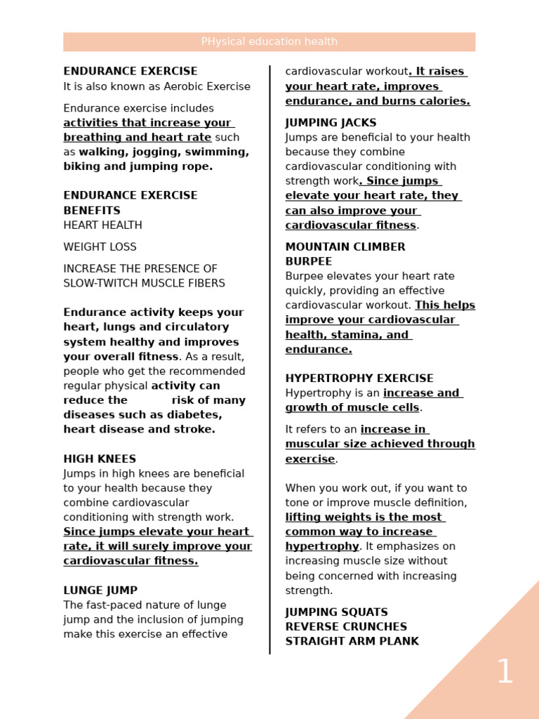 Endurance and Strength Exercise Benefits | PDF | Physical Fitness ...
