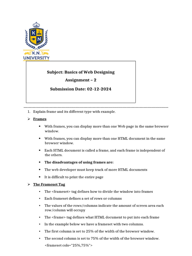Assignment 2 1 | PDF | Html Element | Hyperlink