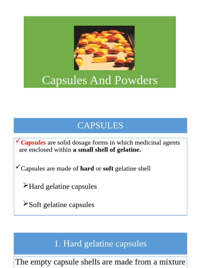 Capsules And Powders | PDF | Gelatin | Topical Medication