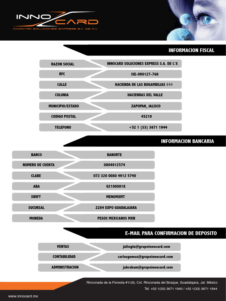 Informacion Bancaria Innocard Soluciones Express (Pesos) | PDF