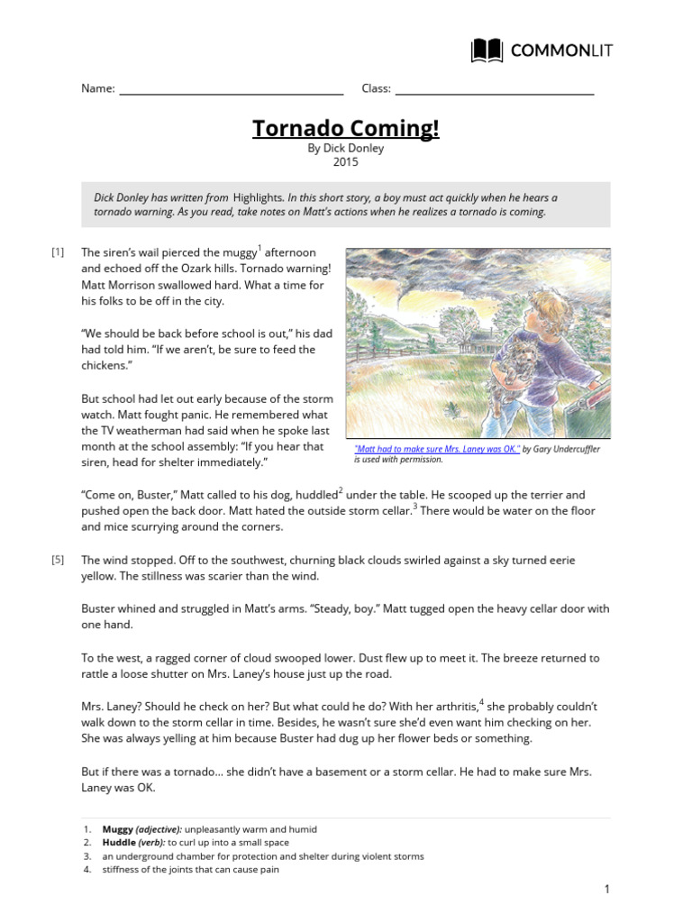 commonlit_tornado-coming_student | PDF | Tornadoes