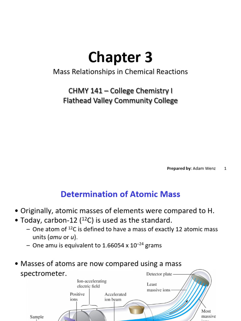 24FA CHMY141 Slides Chapter 3 | PDF | Mole (Unit) | Stoichiometry