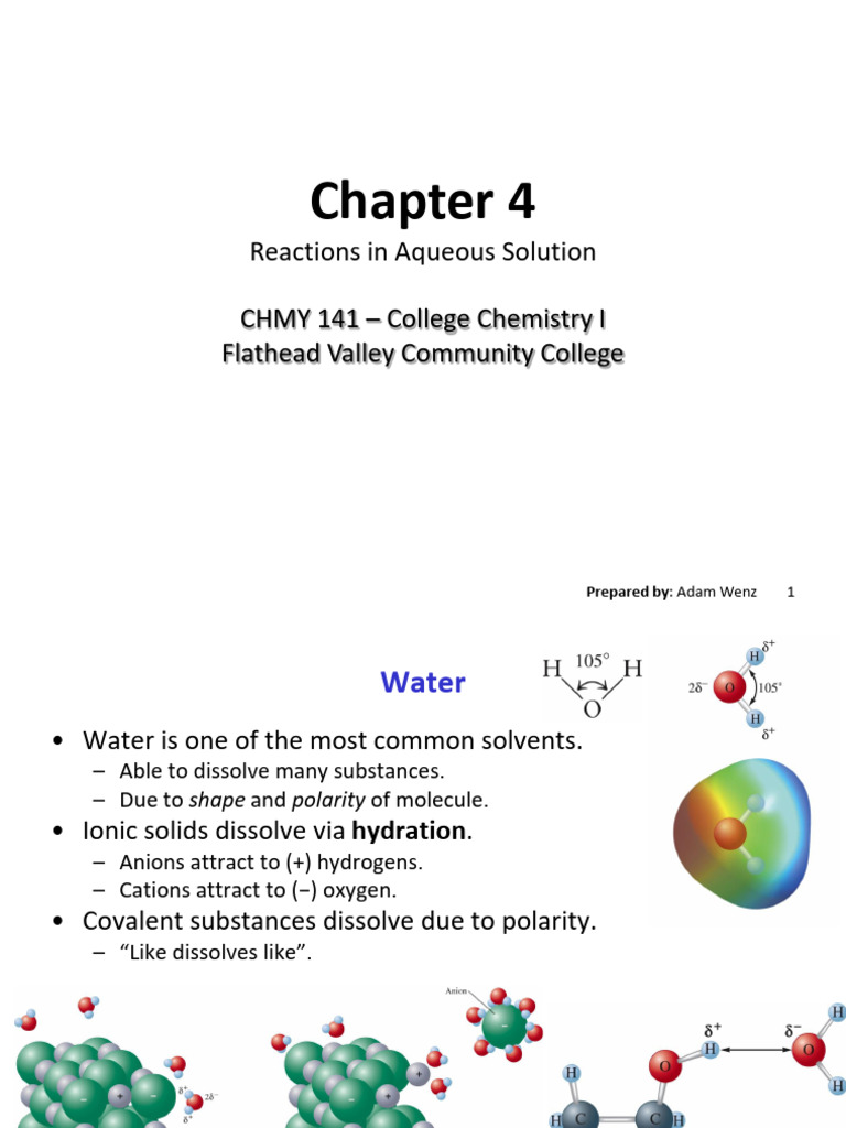 24FA CHMY141 Slides Chapter 4 | PDF | Redox | Acid