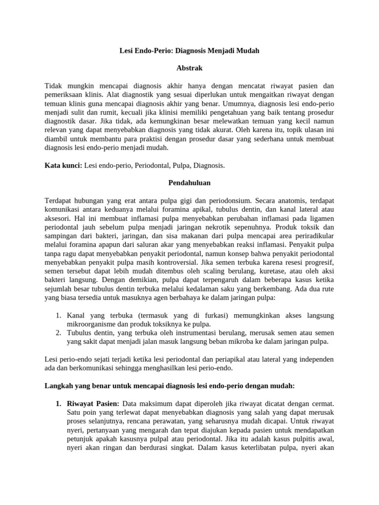 Lesi Endo Perio-Diagnosis Menjadi Mudah | PDF