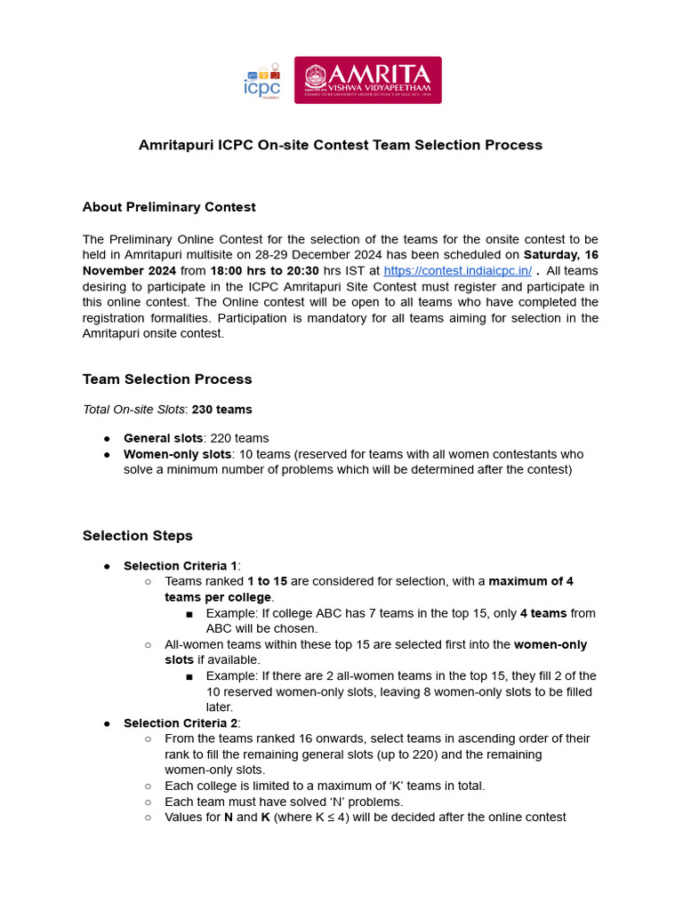 Amritapuri Site Team Selection Process | PDF