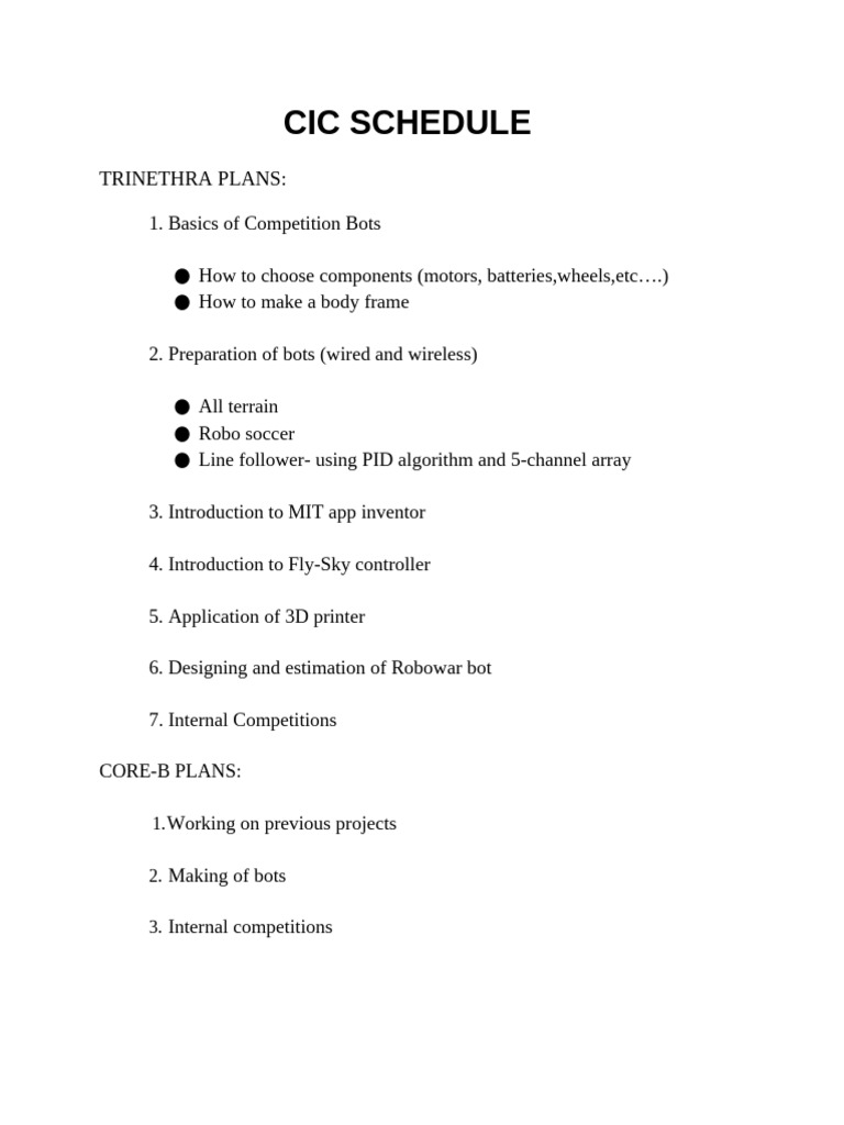 Cic Schedule | PDF