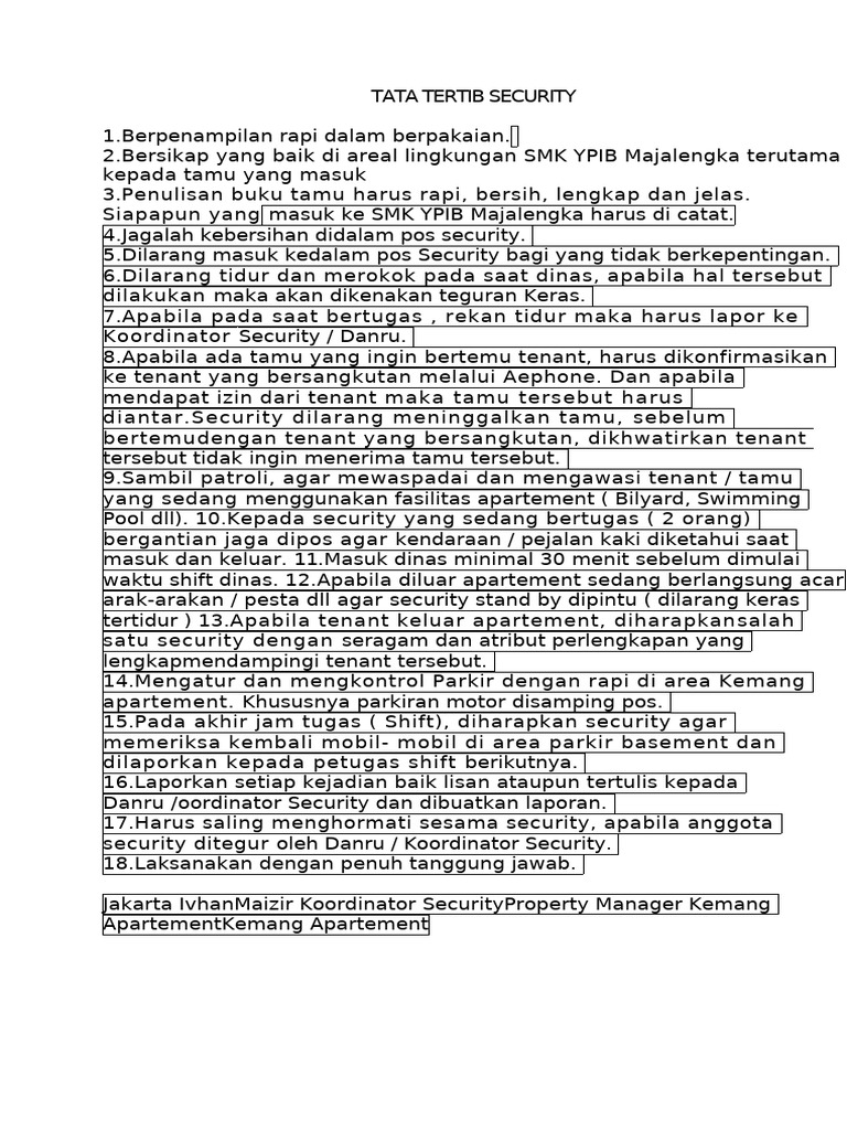 Tata Tertib Security | PDF