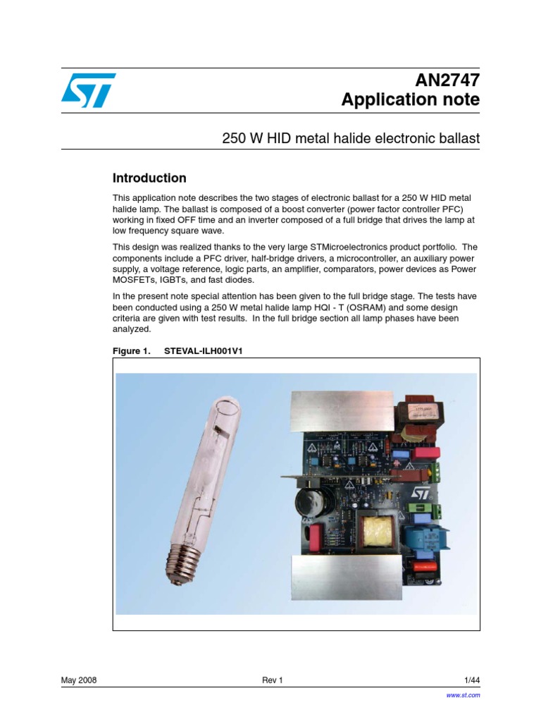 AN2747 20W HID Metal Halid Electronic Ballast | PDF | Amplifier | Microcontroller