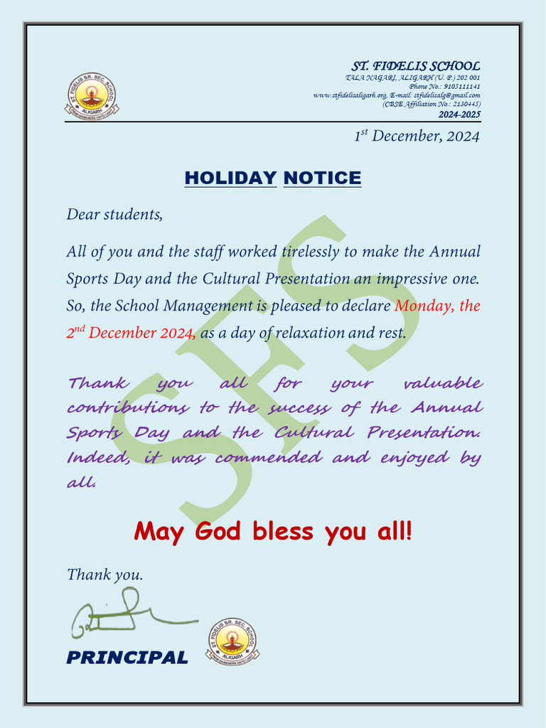 Holiday Notice-1 | PDF
