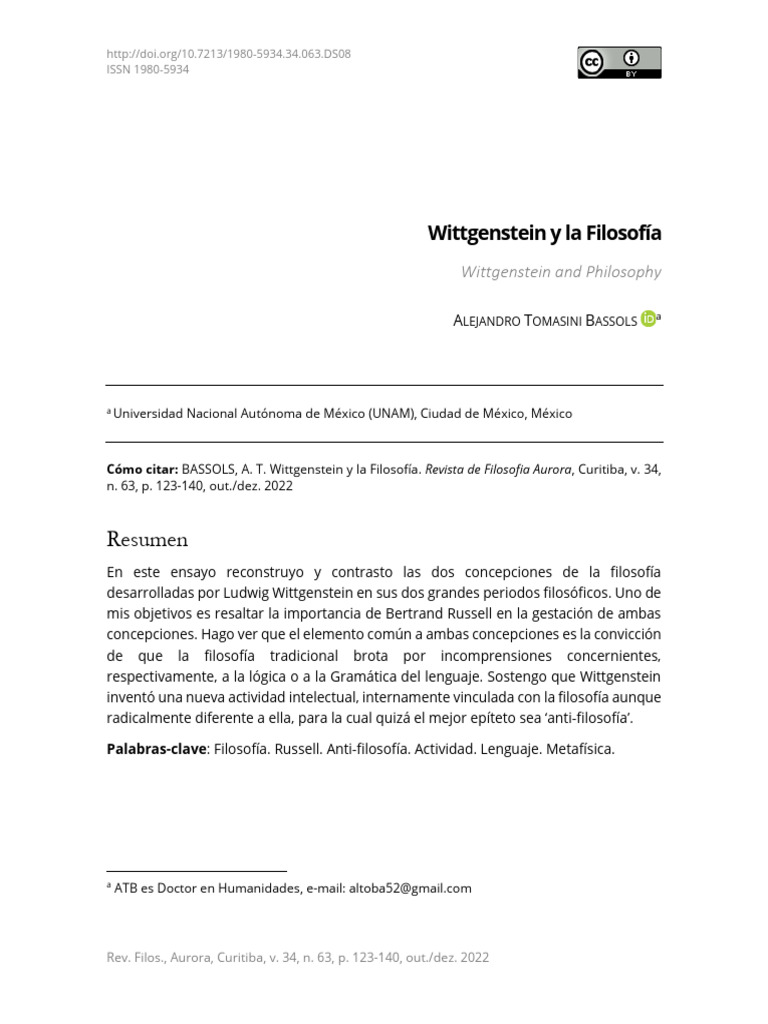 Wittgenstein y La Filosofía | PDF | Ludwig Wittgenstein | Bertrand Russell
