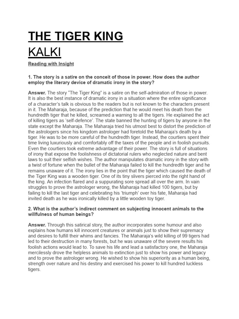 The Tiger King Textbook Answers | PDF | Poaching | Crime & Violence