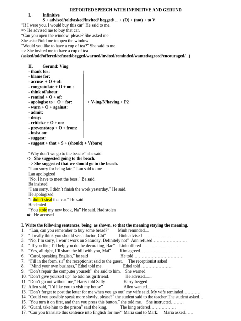 REPORTED_SPEECH_WITH_INFINITIVE | PDF