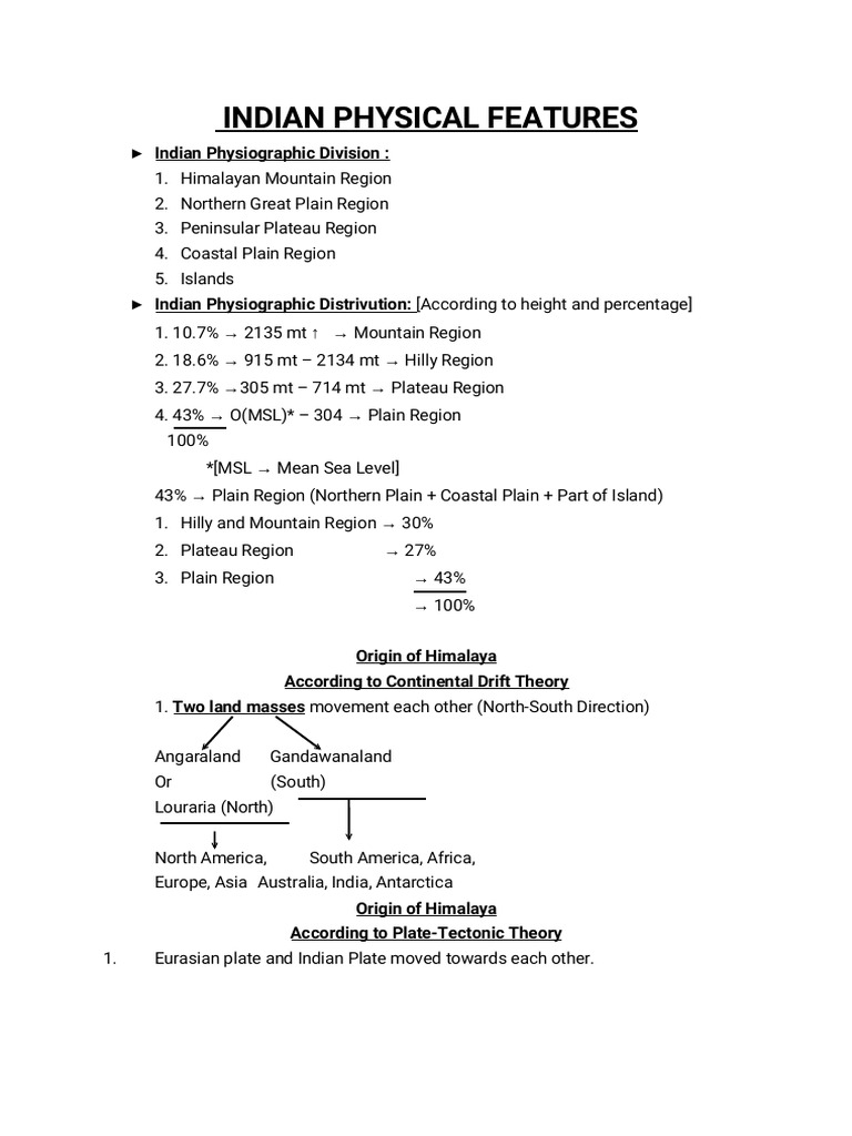 Indian Physiographic Features Overview | PDF | Himalayas | Earth Sciences