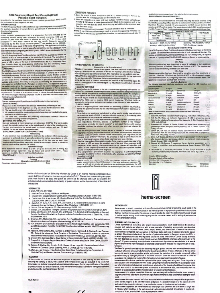 hCG &FOBT package insert | PDF