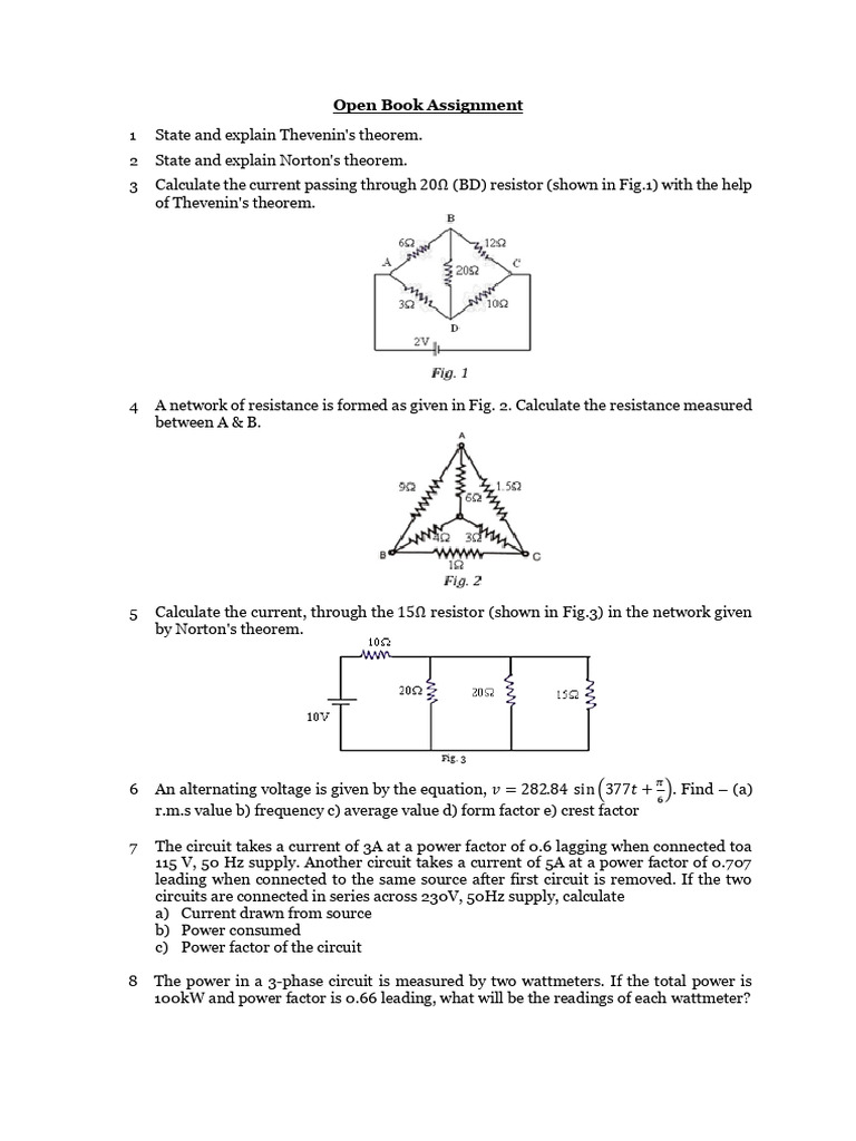Electrical Que4stions On AC, Network Theorems | PDF | Transformer | Inductor