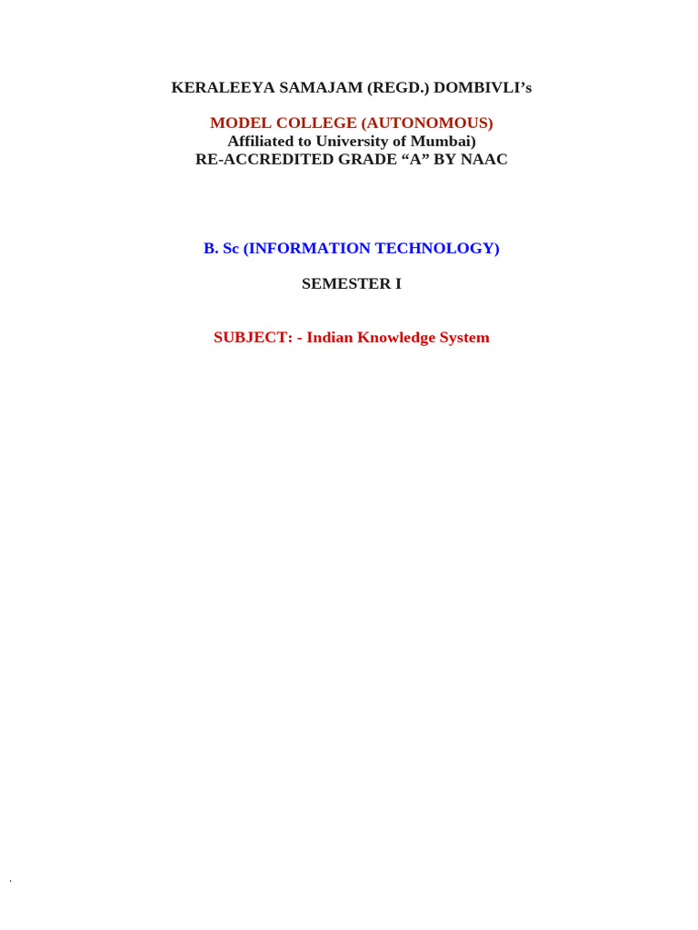 FYIT-IKS-UNIT-1 (1) | PDF | Vedas