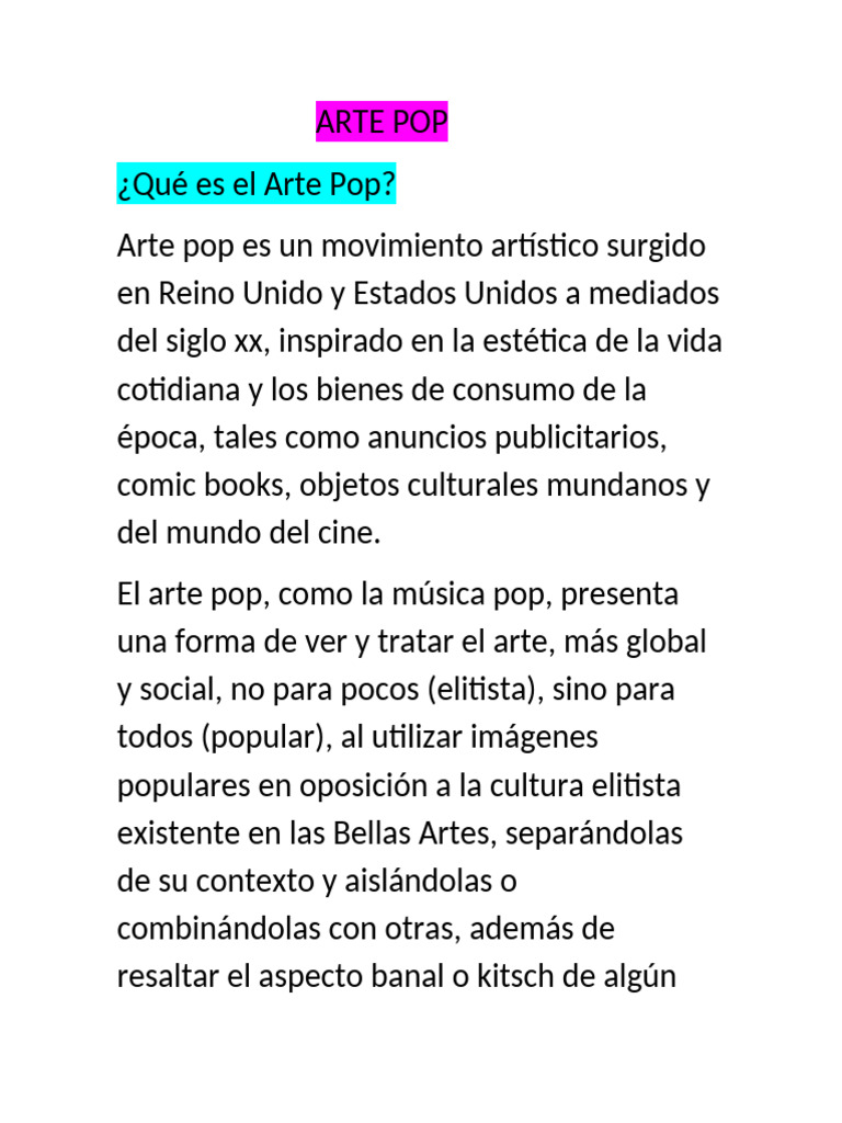 Arte Pop | PDF | Las artes