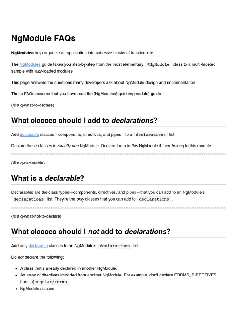 Ngmodule Faq Pdf Html Computer Programming