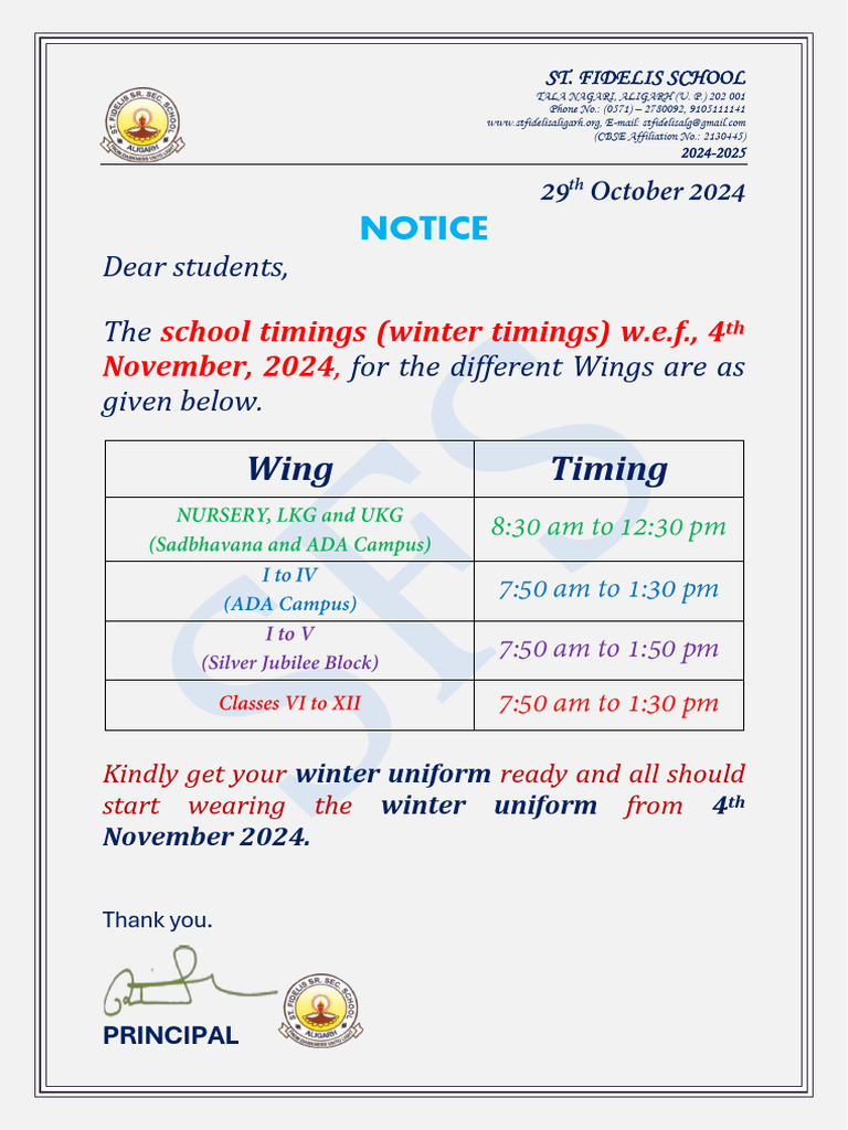 Timing Notice-1 | PDF