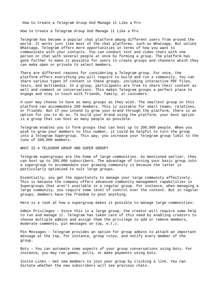 TELEGRAM GROUPE and CHANNEL | PDF | Cyberspace | World Wide Web