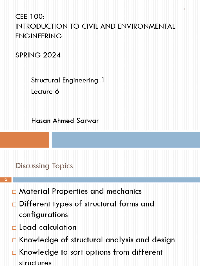 CE100 Lec-6-Struc-1 | PDF | Masonry | Concrete