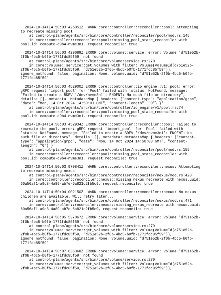 Pool and Volume Errors Log Analysis | PDF | Metadata | Operating System ...