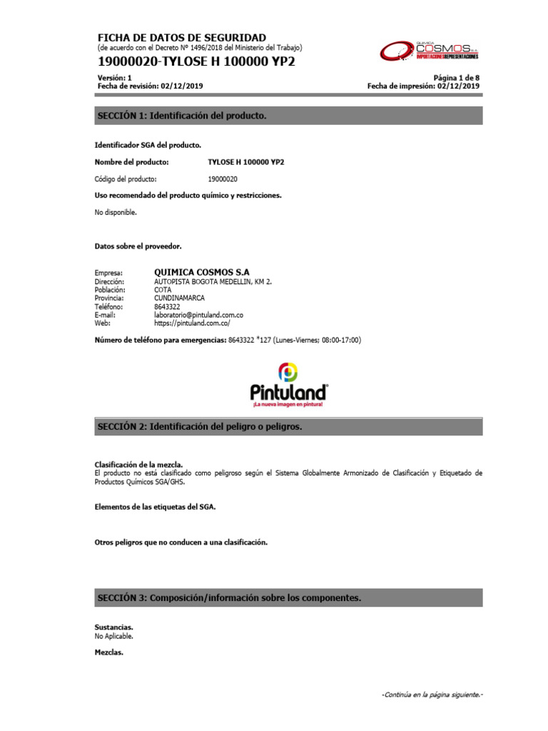 Tylose H 100000 Yp2 | PDF | Agua | Residuos