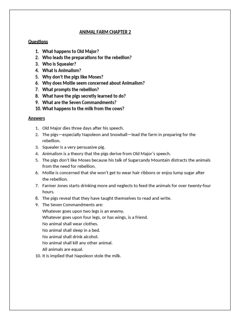 QA Chapter 2 Animal Farm | PDF