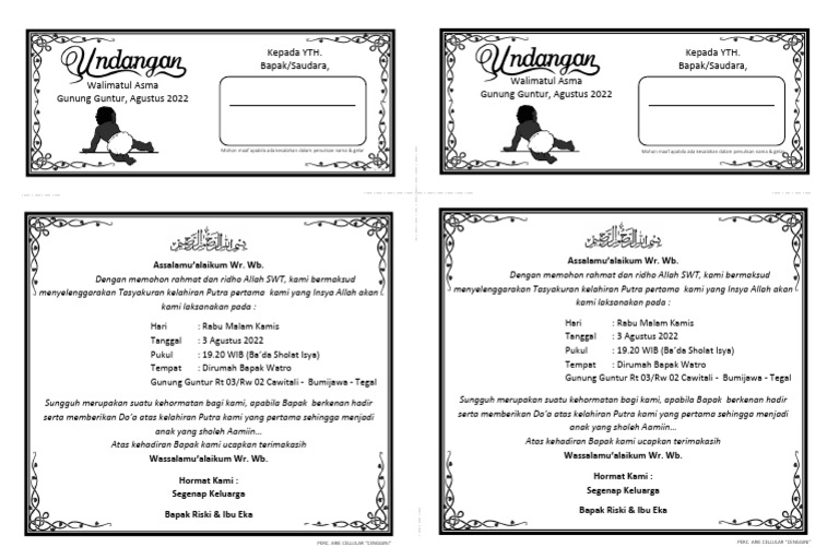 A5 Undangan Walimatul Asma A5 Model U02 | PDF