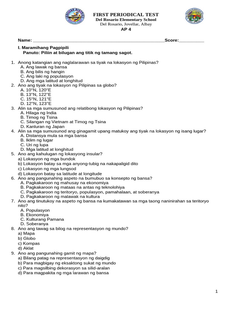 First Periodical Test | PDF