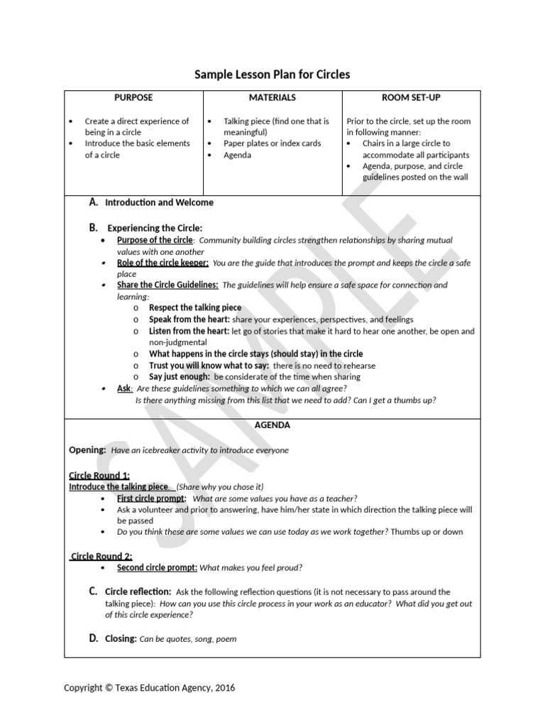 Sample Lesson Plan For Circles - 0 | PDF | Copyright | Intellectual ...