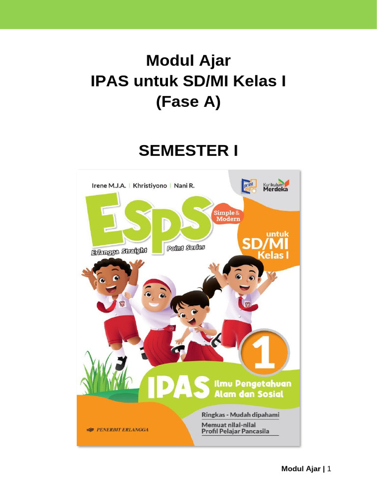 Modul Ajar IPAS Kelas 1: Tubuhku | PDF